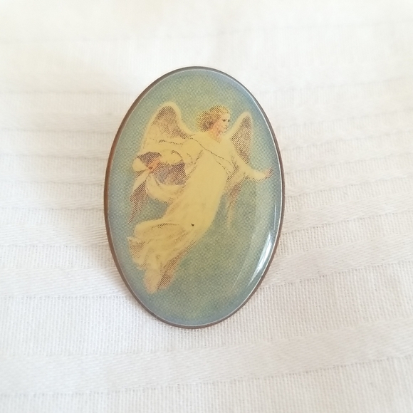 Jewelry | Vintage Gold Guardian Angel Pin | Poshmark